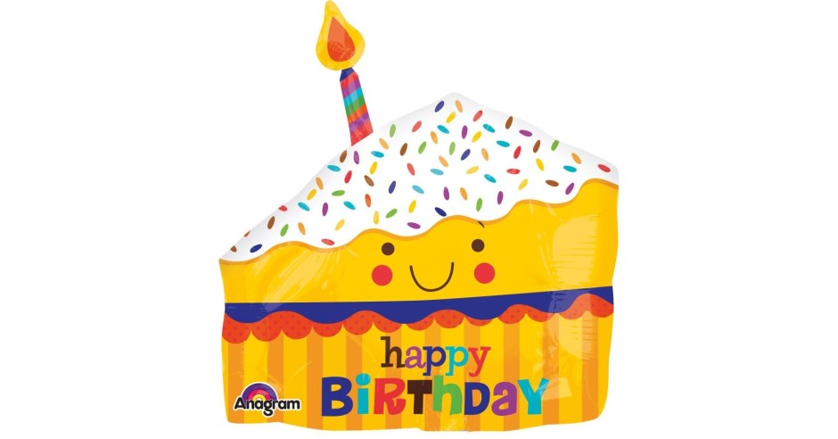 Balon Mini Figurina Felie de tort, umflat + bat si rozeta, Amscan 30819 ...