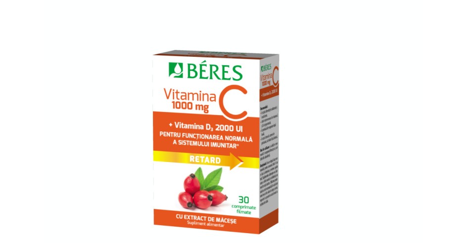 Vitamina C 1000mg RETARD + Vitamina D3 2000UI, Beres, 30 cpr | arhiva ...