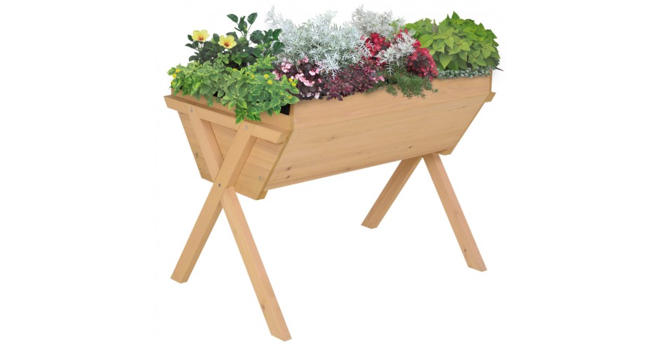 Outsunny Ghiveci Strat cu Flori Inaltat pentru Legume Plante Lemn ...