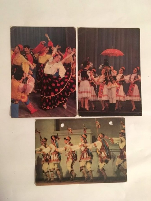 Lot 3 vederi vechi cu dansuri traditionale populare; calusari, dans ...