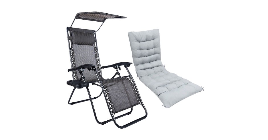 Set Scaun cu Perna tip Sezlong Pliabil Gravitatie Zero pentru Terasa ...