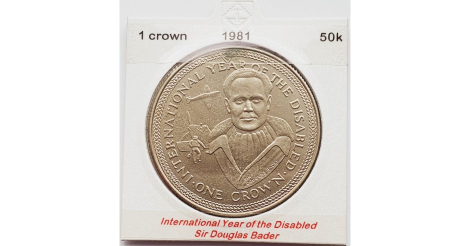 1896 Insula Man 1 crown 1981 Elizabeth II (Sir Douglas Bader) km 79 ...