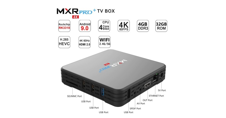 TV Box Media player MXR PRO+ Plus Android 9, 4GB RAM 32GB ROM 4K ...