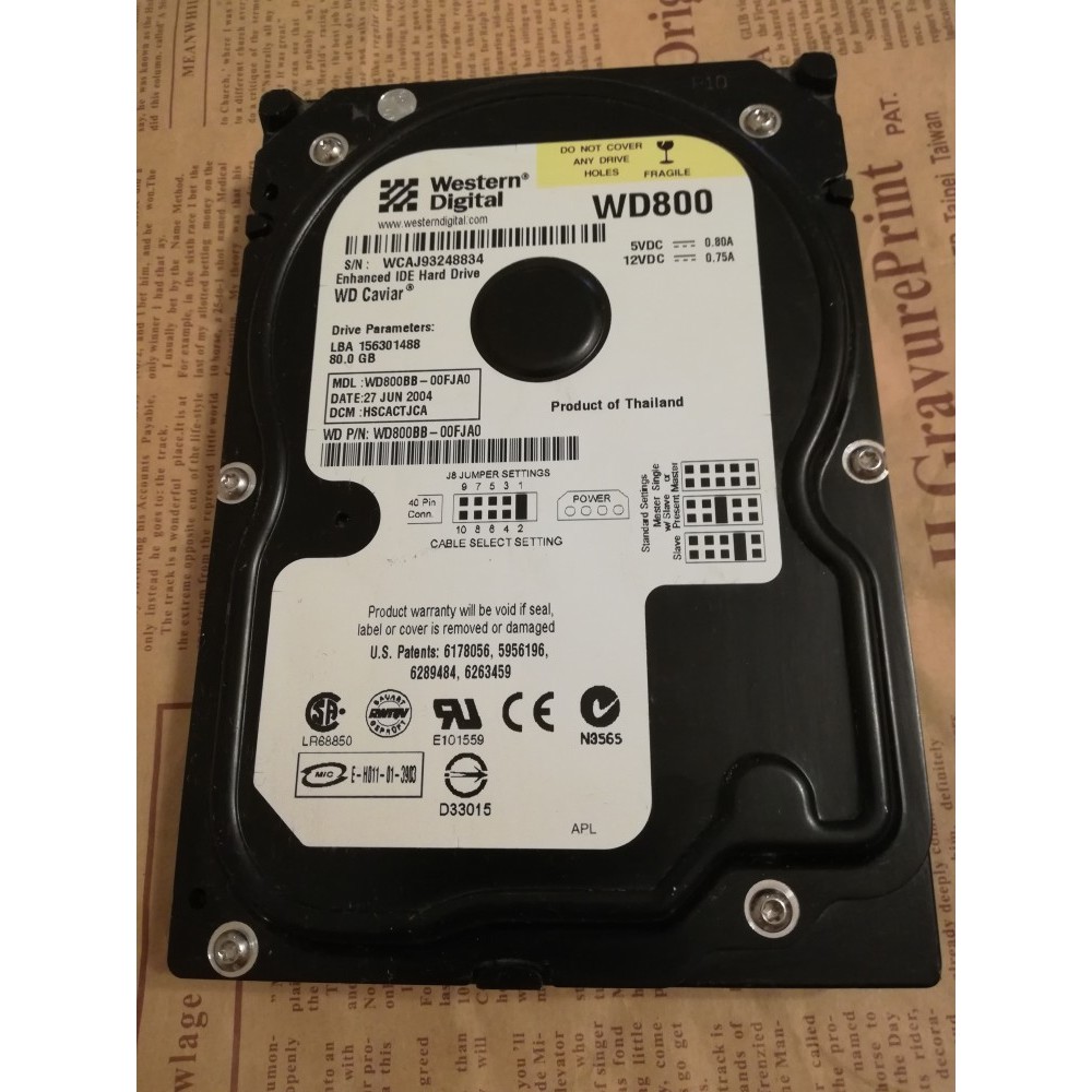 Hard disk 3.5 PC 80Gb ATA IDE Western Digital WD800 7200 rot 2Mb ...