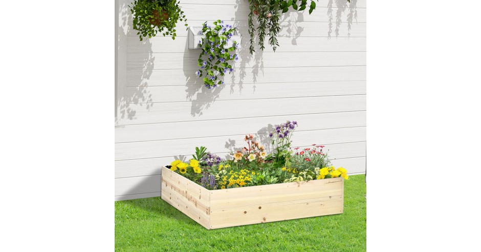 Outsunny Pat pentru Gradina de Legume Inaltat din Lemn, Jardiniera de ...