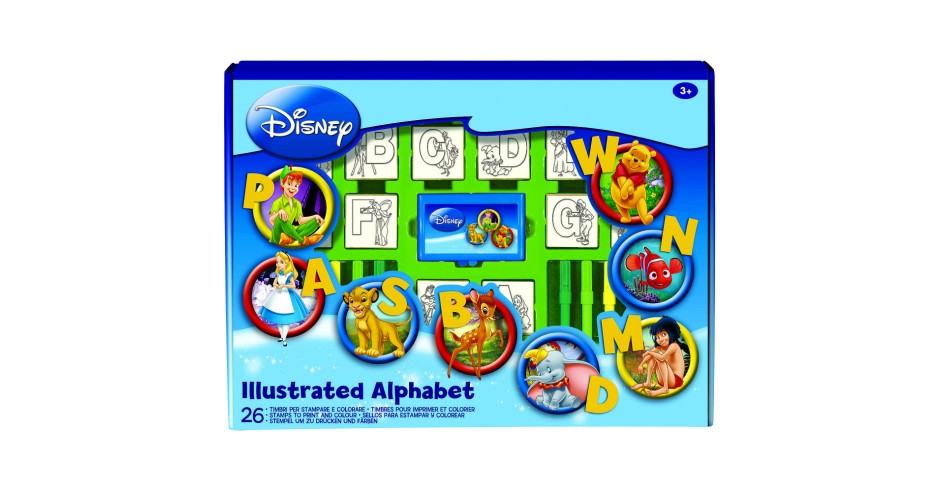 Set educativ cu stampile Alfabet Disney 46 piese, 26 stampile, tus, 18 ...