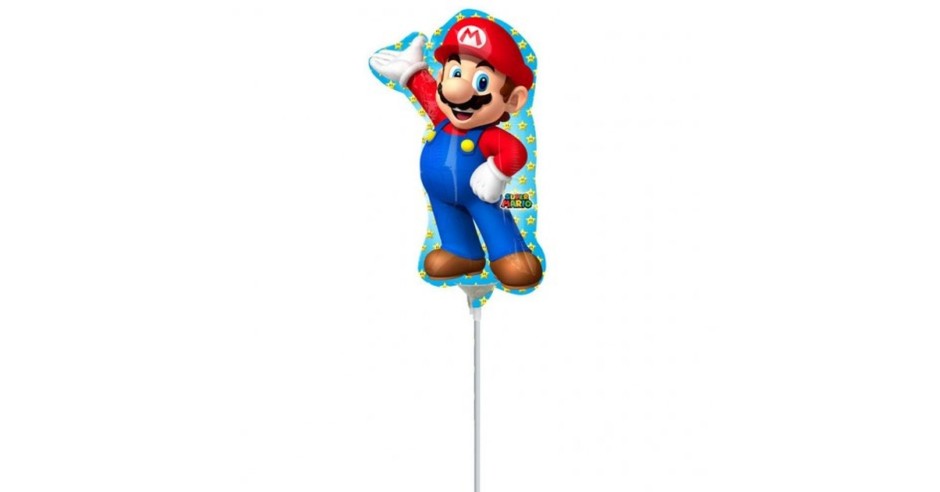 Balon Mini Figurina Super Mario 20 x 30 cm - umflat + bat si rozeta ...