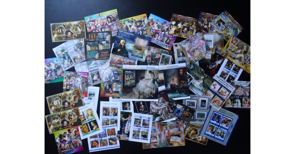 41 colite stampilate , timbre tematice Pictura (Lot 3020) | arhiva ...