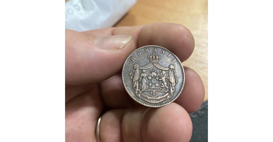 ROMANIA 5 BANI 1867, HEATON , detalii clare, 5 grame, 25 mm diametru ...