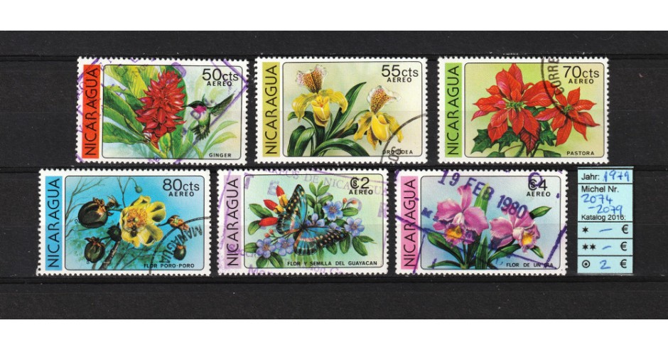 Timbre America Centrala, Nicaragua, 1981 | Flori ornamentale | Serie ...