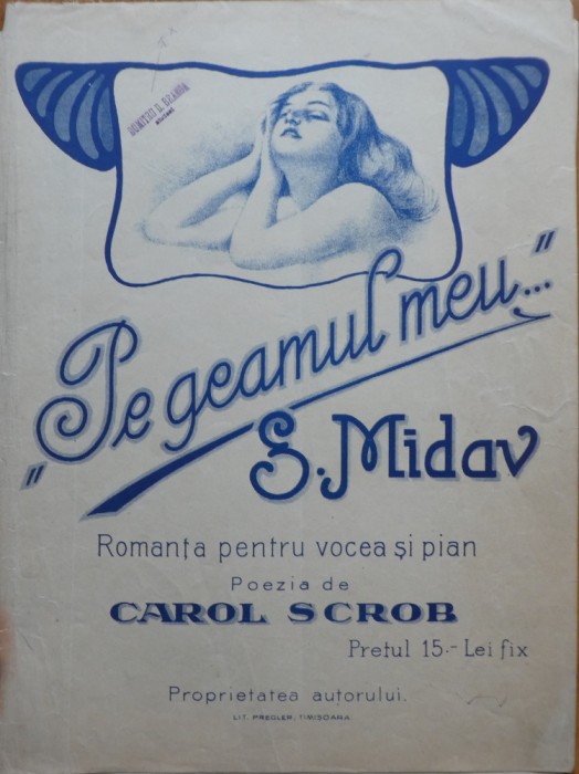 Partitura "Pe geamul meu" Carol Scrob, S. Midav, Romanta Interbelica ...