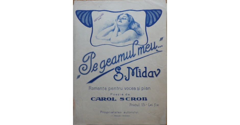 Partitura "Pe geamul meu" Carol Scrob, S. Midav, Romanta Interbelica ...