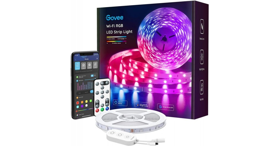 Banda LED Govee, 5 m, RGB, Wi-Fi, Bluetooth, FPC, telecomanda inclusa ...