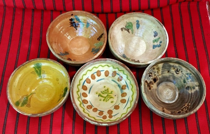 Set de 5 castroane de lut traditionale romanesti, ceramica pictata de ...