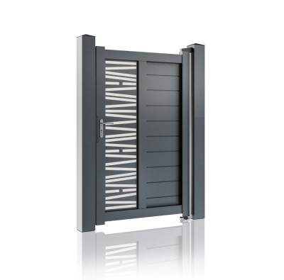 Poarta pietonala metalica din aluminiu 900x1800mm, prefabricata, gri ...