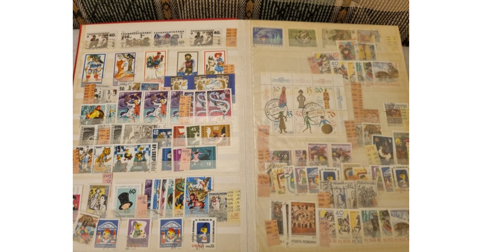 Lot timbre si colite stampilate diverse tari - deparaiate - copii ...