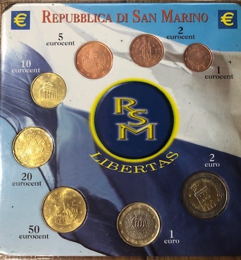 SET 8 monede euro San Marino seria 1, ani mixati (1cent-2euro ) - UNC ...