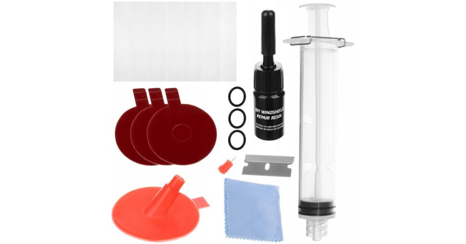 Kit complet restaurare parbrize, reparatie ciobituri cu rasina uv, 10 ...