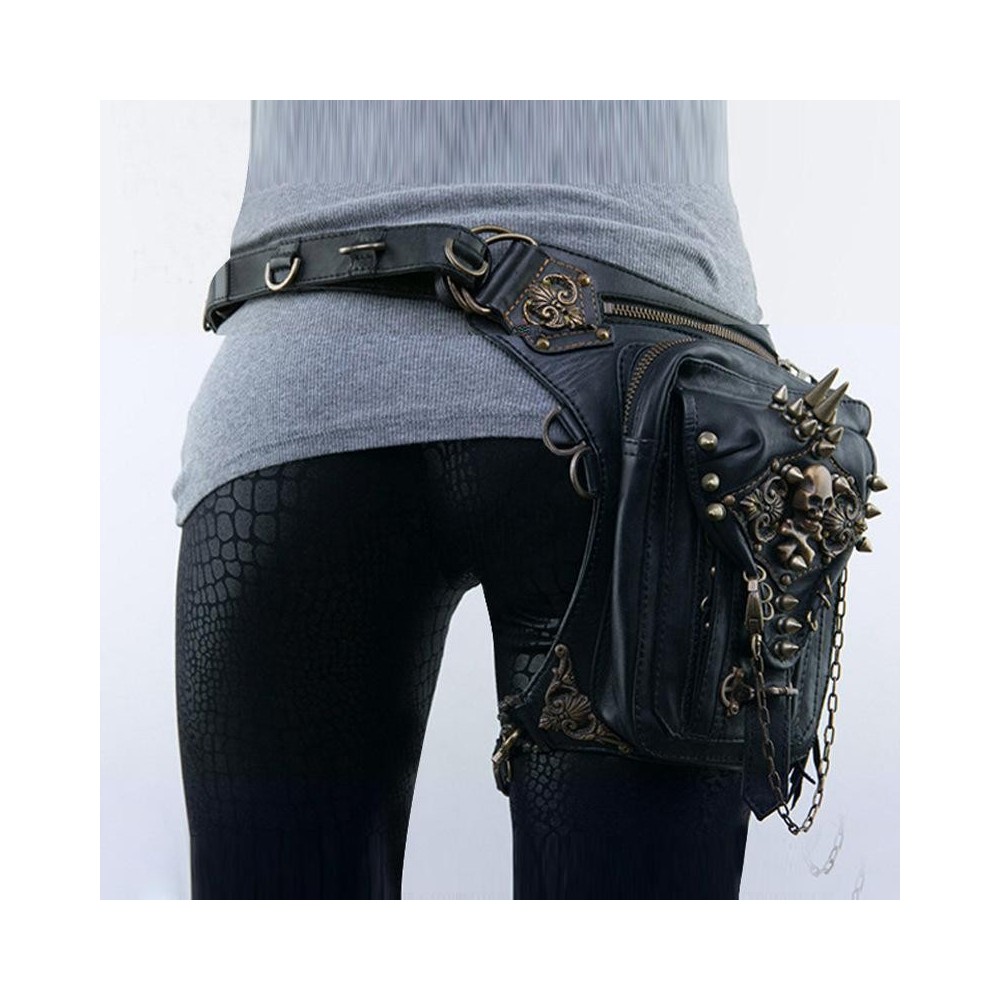 GEANTA UNISEX PICIOR UMAR PIEPT CRANIU ROCK MOTO BORSETA DAMA BARBATI ...