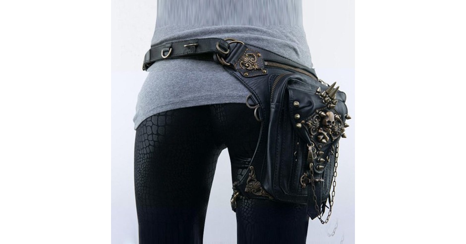 GEANTA UNISEX PICIOR UMAR PIEPT CRANIU ROCK MOTO BORSETA DAMA BARBATI ...