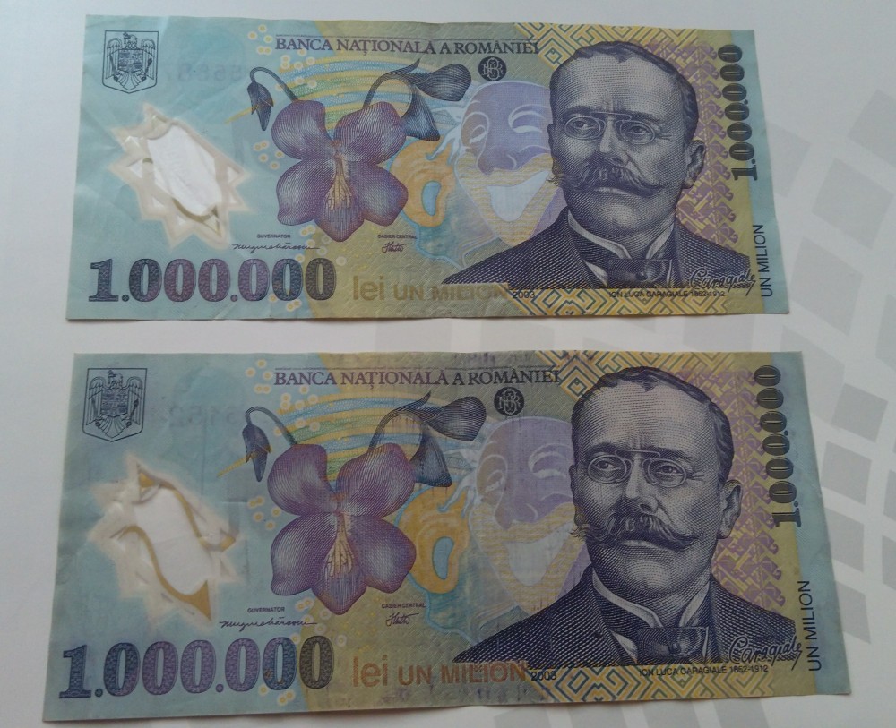 Lot doua bancnote 1000000 lei 2003 ?i 2004 | arhiva Okazii.ro