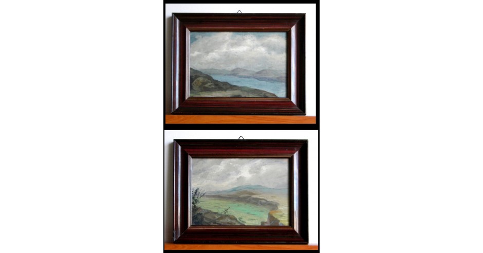 Peisaje - 2 tablouri inramate din 1929, semnate Zarassi, tehnica mixta ...