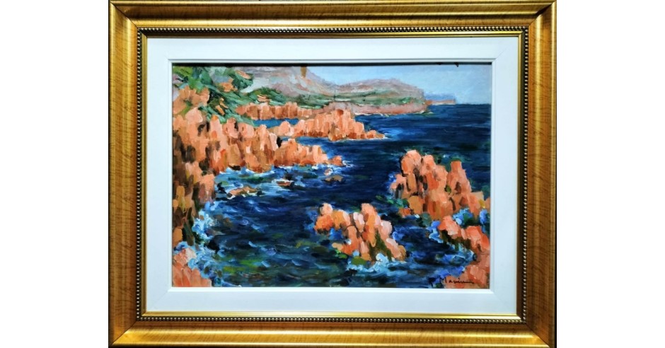 Rodica Maniu (1890-1958)-Tarm de mare la Caliacra, pictura in ulei ...