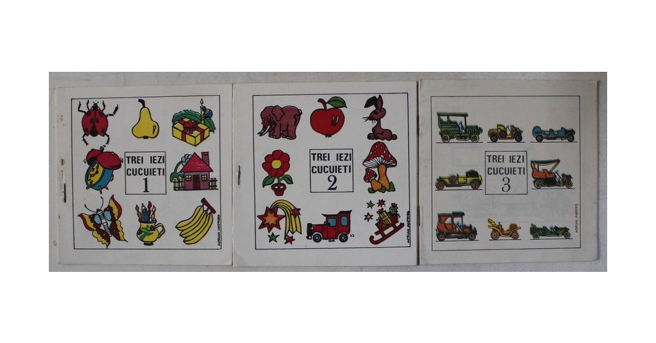 TREI IEZI CUCUIETI , CARTE DE COLORAT , VOLUMELE I - III , desene de ...