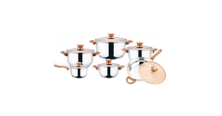 Set 12 piese: 6 vase din inox de inalta calitate, compatibile cu plita ...