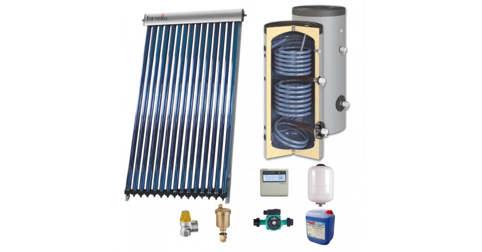 Sistem solar presurizat , panou Sunsystem VTC 30 tuburi, boiler cu 2 serpentine si rezistenta ...