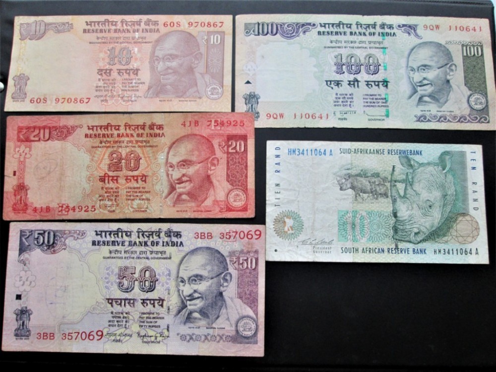 Lot de 5 bancnote vechi exotice: India si Africa de Sud | arhiva Okazii.ro