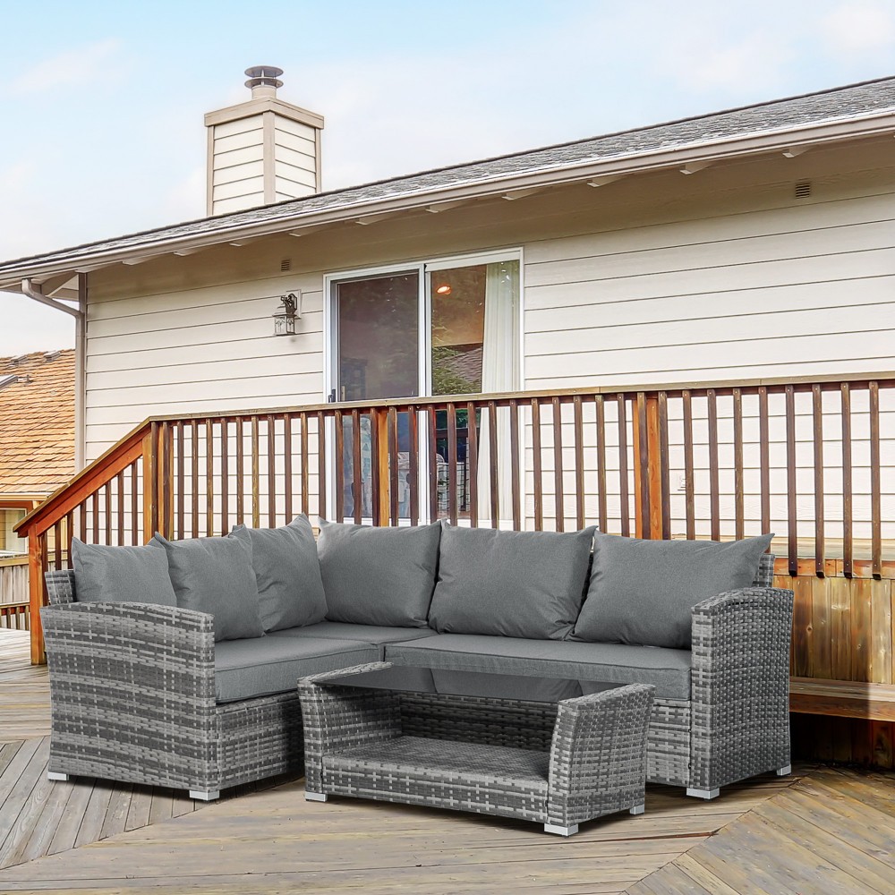 Outsunny Canapele pentru exterior rezistente la intemperii din ratan PE ...