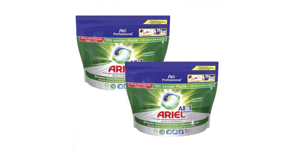 Pachet detergent de rufe capsule Ariel Professional Universal +, 2 x 60 ... Pachet detergent de rufe capsule Ariel Professional Universal +, 2 x 60 ...