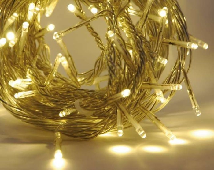 Instalatie cu 80 mini leduri alb cald cu fir transparent , variator si ...