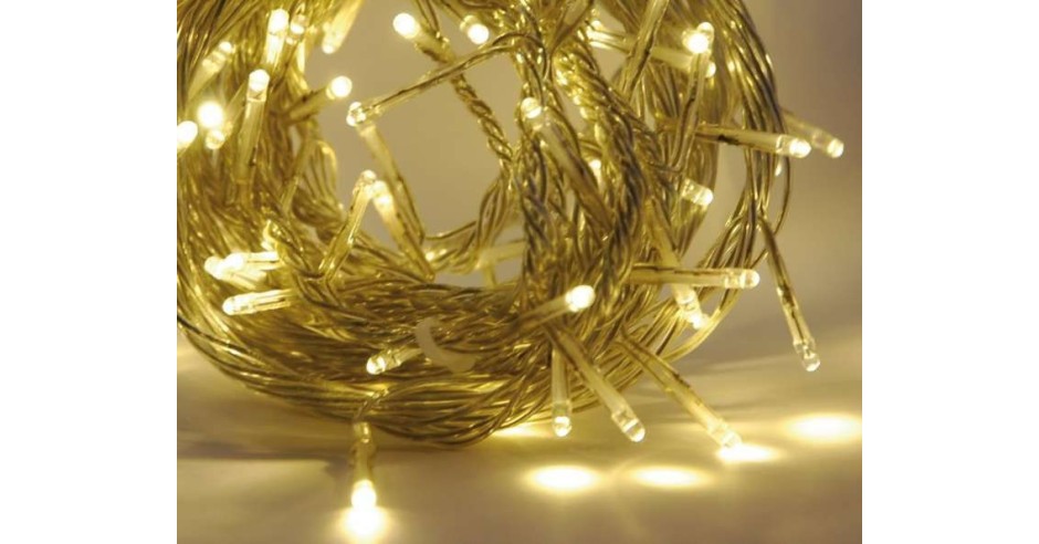 Instalatie cu 80 mini leduri alb cald cu fir transparent , variator si ...