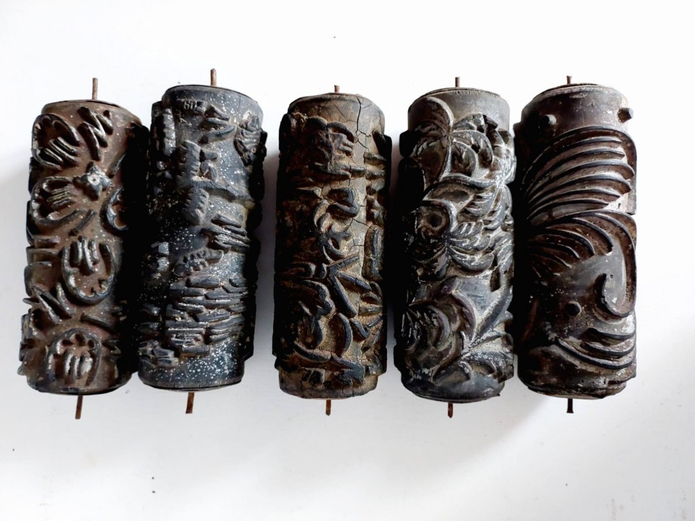 Lot 5 bucati rol de zugravit cu model, vechi,romanesti, vintage ,15 cm ...