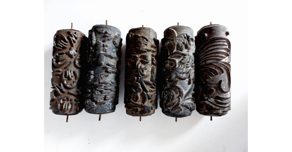 Lot 5 bucati rol de zugravit cu model, vechi,romanesti, vintage ,15 cm ...