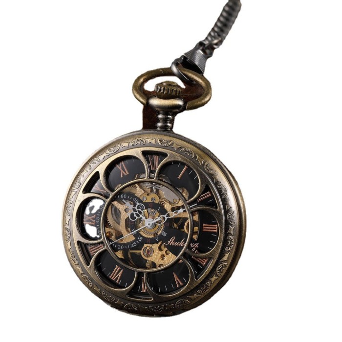 Ceas de buzunar, Gorben, Skeleton, Mecanic, Lant, Vintage, Clasic ...
