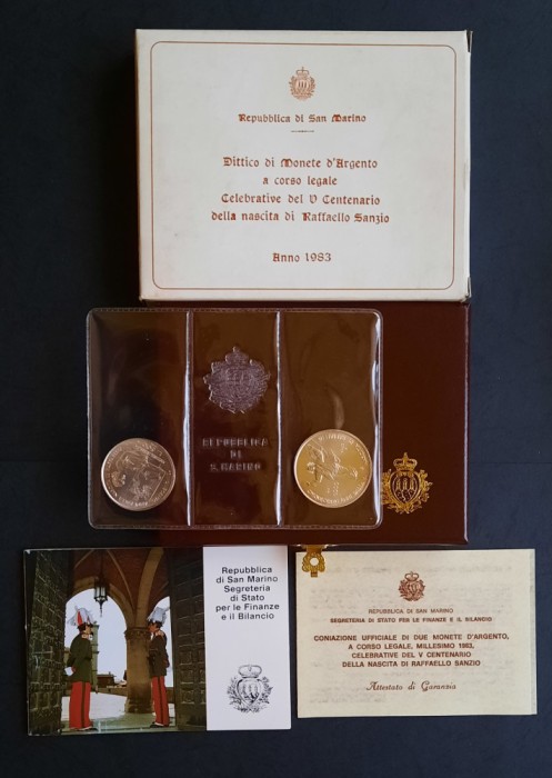 Set monede argint - 500 si 1000 Lire 1983, San Marino - FDC - G 4026 ...