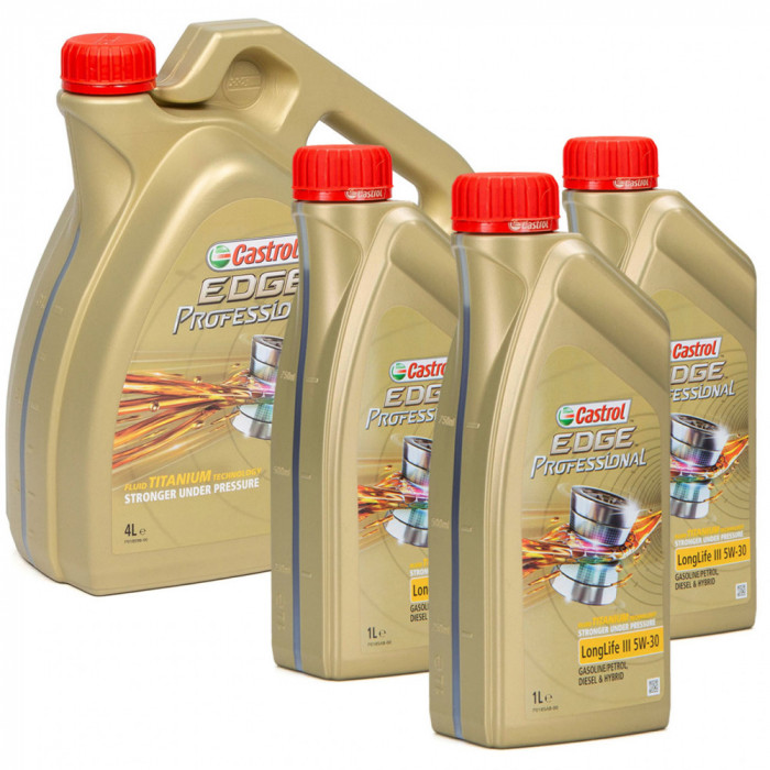 Set Ulei Motor Castrol Edge Professional Long Life III 5W-30 4L + 3 Buc ...