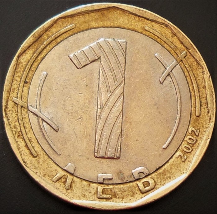 Moneda Bimetalica 1 LEV - BULGARIA, anul 2002 *cod 2372, Europa | Okazii.ro