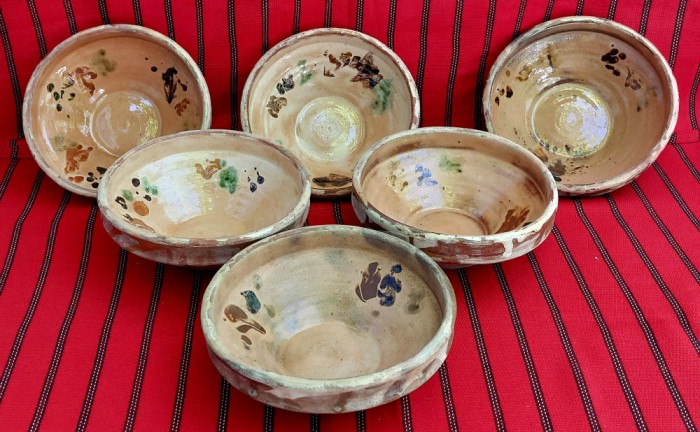 Set (2) 6 castroane de lut traditionale romanesti, ceramica pictata de ...