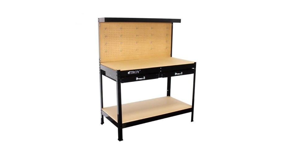 Banc de lucru TROY 90014, 120x60cm, 100Kg, cu panou perforat, sertare ...