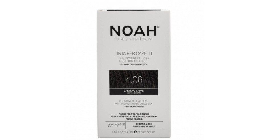 Noah Vopsea de par naturala fara amoniac 4.06 Saten cafeniu 140 ml ...