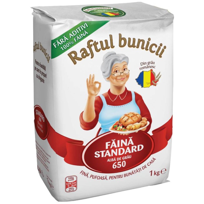 Faina 650 Raftul Bunicii, 1 kg, Faina de Grau, Faina Alba de Grau ...