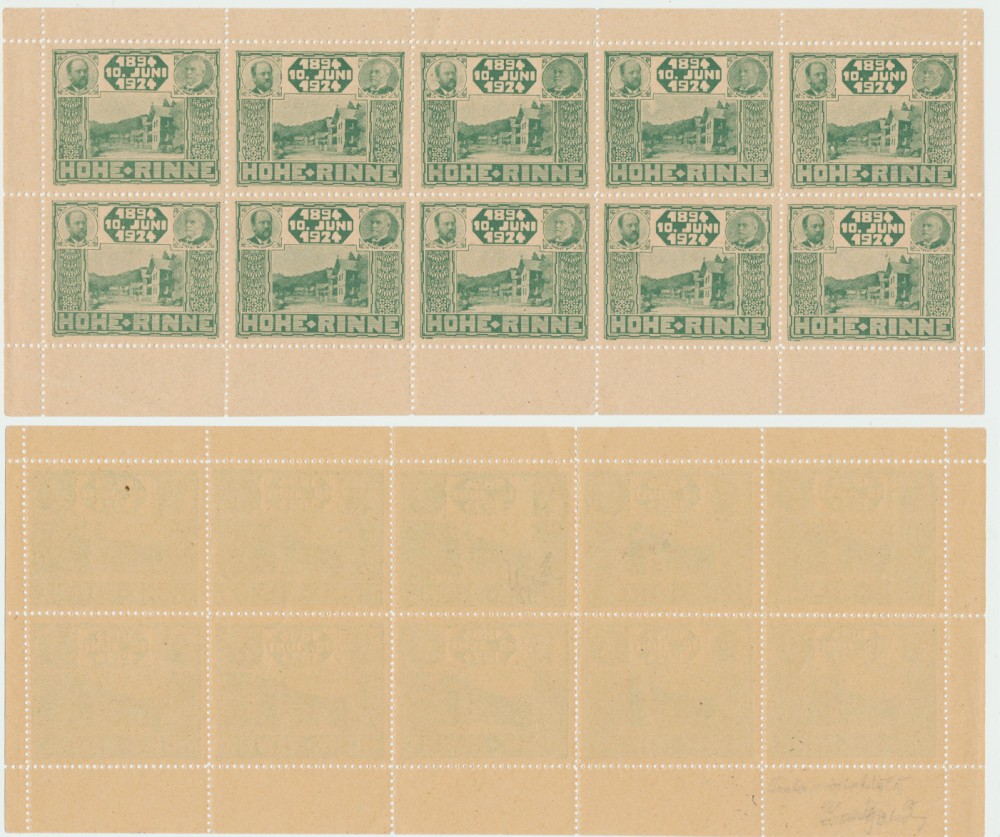 ROMANIA 1924 Hohe Rinne Posta Locala Paltinis timbru 50 bani in colita ...