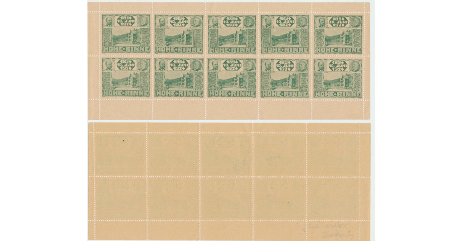 ROMANIA 1924 Hohe Rinne Posta Locala Paltinis timbru 50 bani in colita ...