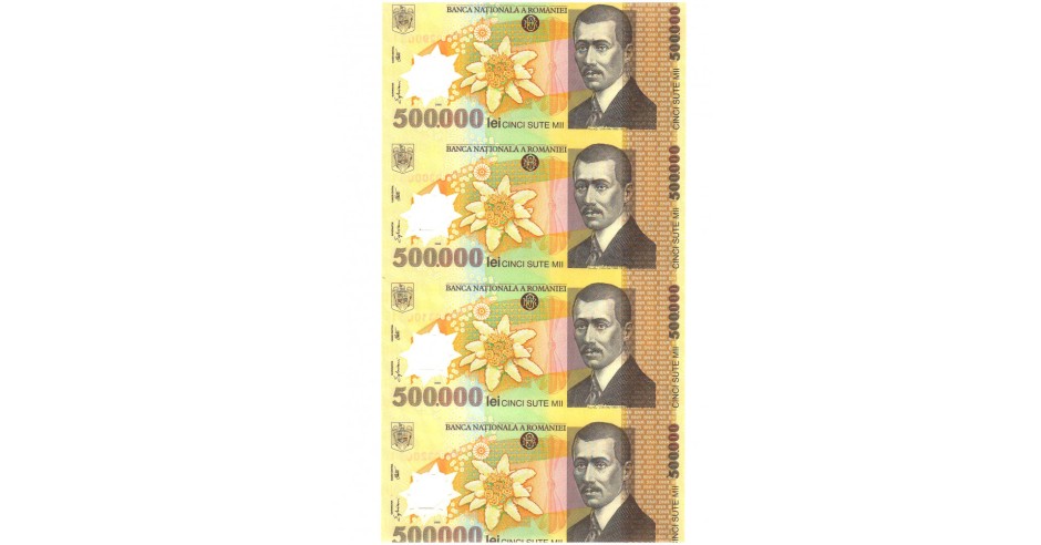 SV * Romania BNR * CUPIURA 4 x 500000 LEI 2000 UNC * Certificat ...