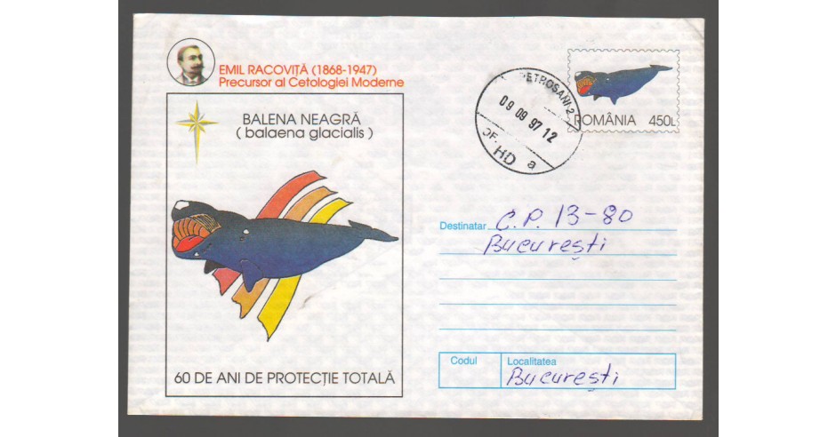 CPIB 20391 PLIC INTREG POSTAL - BALENA NEAGRA, EMIL RACOVITA | Okazii.ro