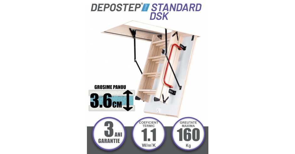 Scara Pod Pliabila Lemn DEPOSTEP Standard DSK, Termoizolanta 3.6cm ...